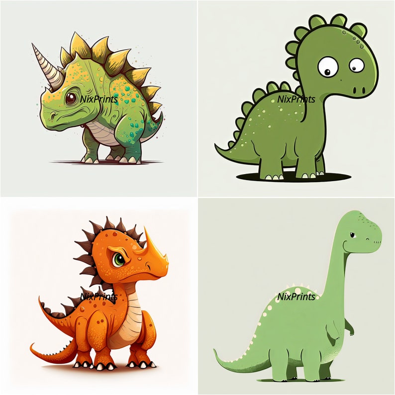 Cute Baby Dinosaur Clipart for Projects Jurassic Cartoon - Etsy