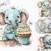 Watercolor Baby Elephant Clipart for Birthday Celebrations and Nursery ...