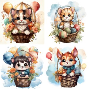 Baby Tiger Clipart, Sitting in Hot Air Balloon Clipart, Craft for Papa ...