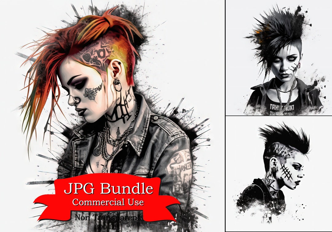 Gothic Punk Art Clipart: A Darkly Beautiful Fusion of Styles, Digital ...