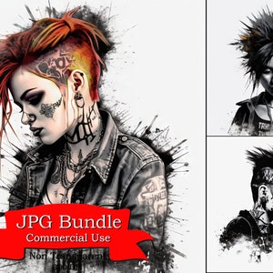 Gothic Punk Art Clipart: A Darkly Beautiful Fusion of Styles, Digital ...