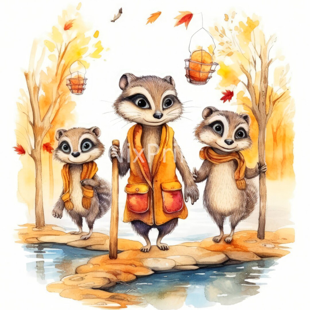 Meerkat Autumn River Crossing Clipart, Designs for Girls, Background ...