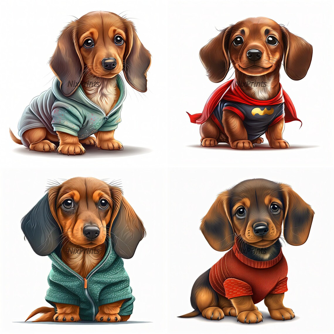 Dachshund Puppy Clipart Pack in JPG Format, Commercial Use, Instant ...