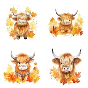 Highland Cow Fall Foliage Clipart, Picture for for Kitchen, Poster for ...