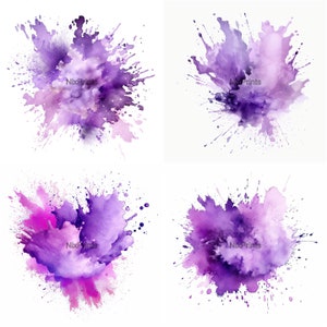 Lilac Paint Splash Watercolor Digital Clipartdigital Planner, POD ...