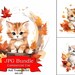 Kitten Fall Foliage Clipart Designs for A Cricut Graphic for - Etsy