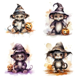 Cute Monkey Clipart, Spooky Halloween Costume, Ghost, Witch, and Zombie ...