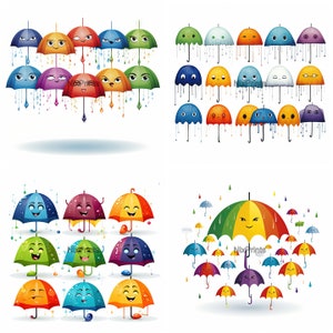 Raindrops Clipart, Colorful Umbrella Clipart, Design for Cake, Images ...
