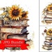 Vintage Stack of Old Books With Dying Sunflowers Watercolor Digital ...