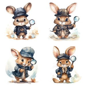 Rabbit Clipart, Detective Clipart, Wearing a Detective Outfit, Solving ...