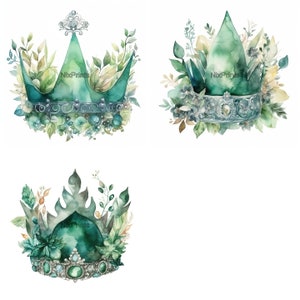 Green Floral Crown Watercolor Clipart - Nature's Beauty,digital Paper ...