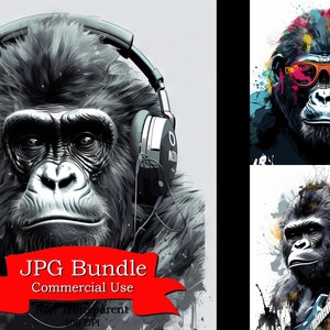 Gorilla Punk Art Clipart, Rebellion and Attitude in Clipart, Digital ...