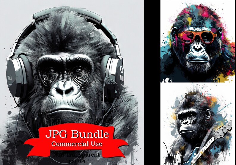 Gorilla Punk Art Clipart Rebellion and Attitude in Clipart - Etsy