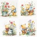 Pooh Clipart Spring Flowers and Gardening Theme Digital Image Downloads ...