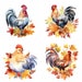 Cute Rooster Fall Foliage Watercolor Clipart Design for Fun - Etsy