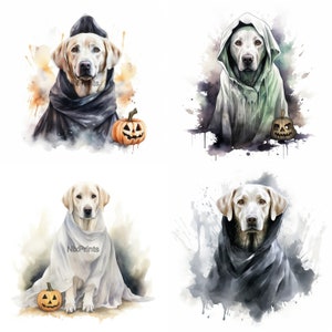 Cute Labrador Retriever Dog Clipart, Spooky Halloween Costume, Ghost ...