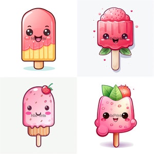 Kawaii Ice Lolly Clipart, Digital Sticker for Office, Picture for Over ...