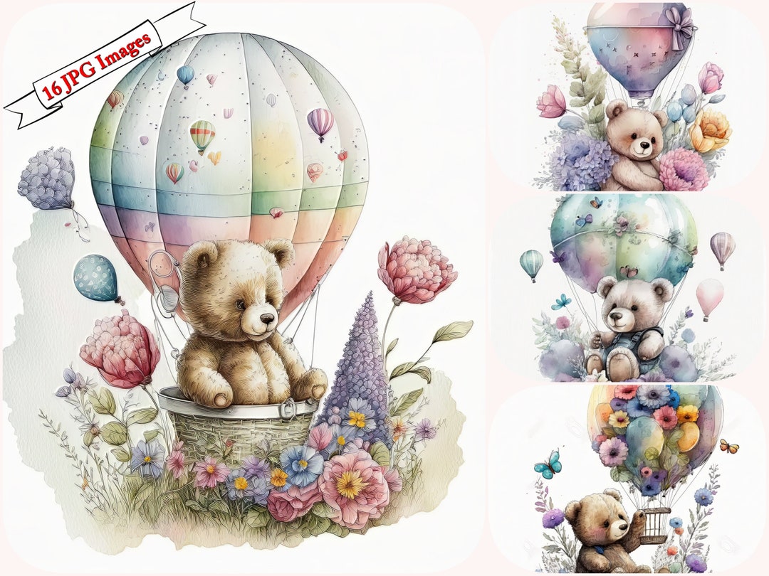 Watercolor Teddy Bear Clipart and Cute Bear Clip Art for Animation ...