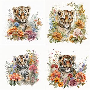 Tiger Watercolor Clipart, Cute Baby Tiger Clipart for Crafting and ...