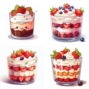 Kawaii Trifle Clipart, Art for the Wall, Art for Lovers, Print for ...
