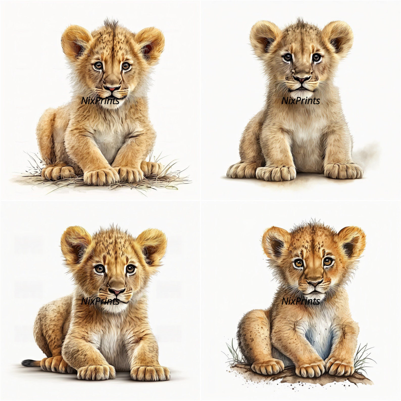 Real Lion Cub Clipart Digital Image Downloads for Commercial Use - High ...