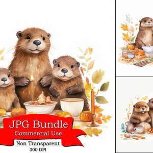 Otter Clipart, Thanksgiving Clipart, Family Dinner Scenes Clipart, Wall ...