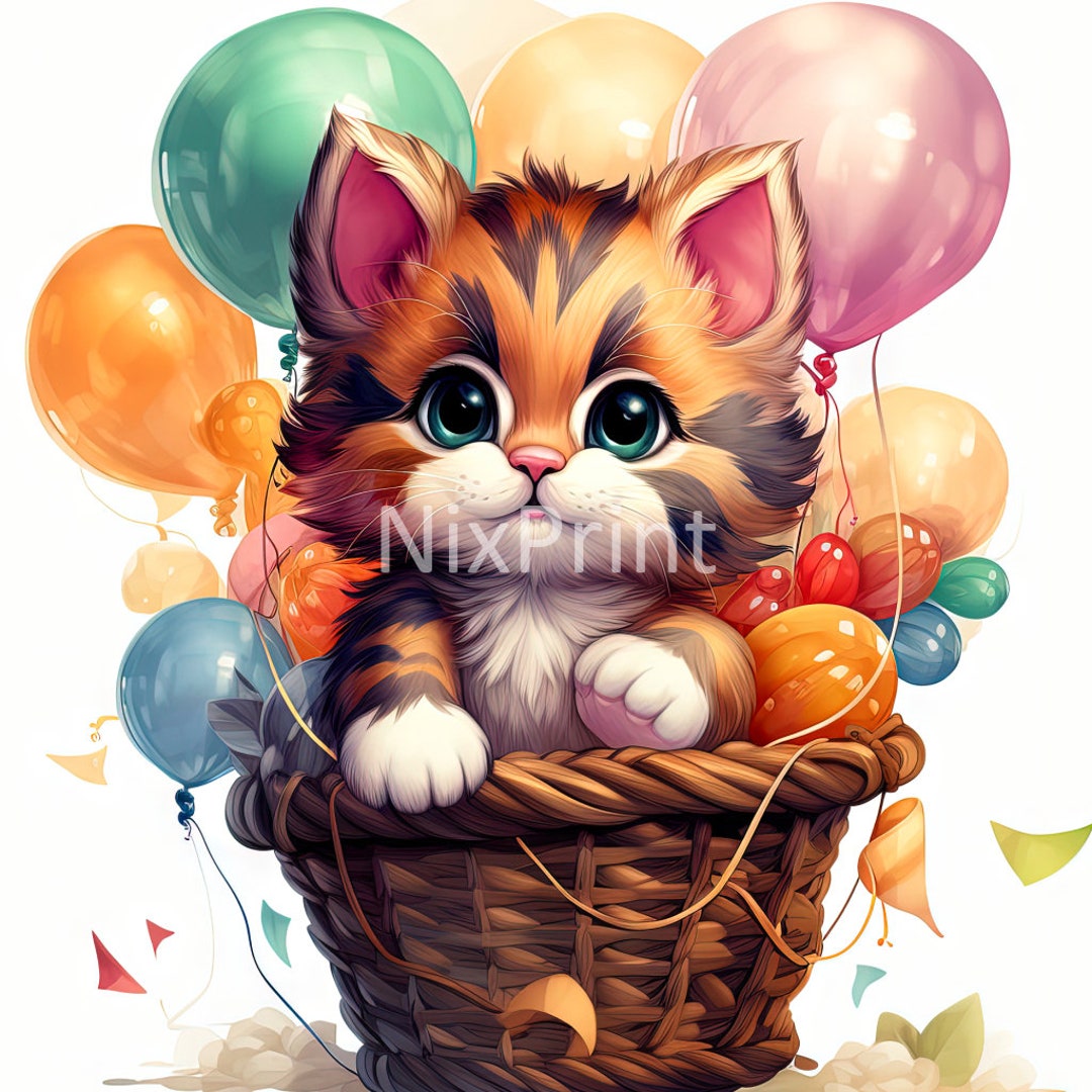 Baby Tiger Clipart, Sitting in Hot Air Balloon Clipart, Craft for Papa ...