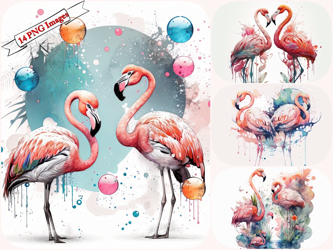 Watercolor Flamingo Clipart - Summer and Tropical Exotic Floral Nursery ...