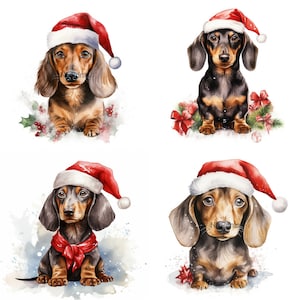 Dachshund Clipart, Dog Clipart, Christmas Clipart, Santa Claus Dress ...