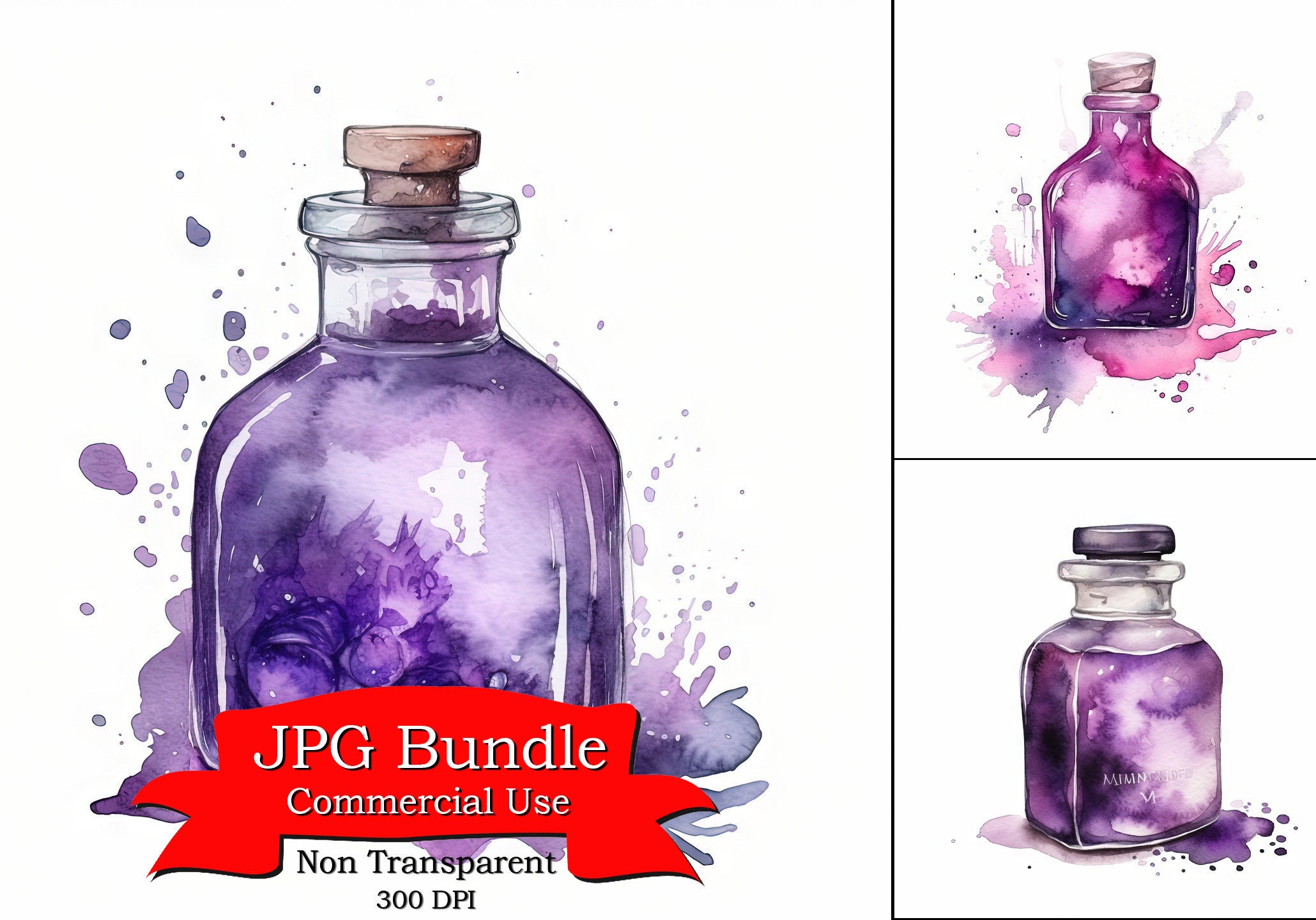 Purple Fairy Liquid Medicine Bottle Watercolor Clipart - Etsy