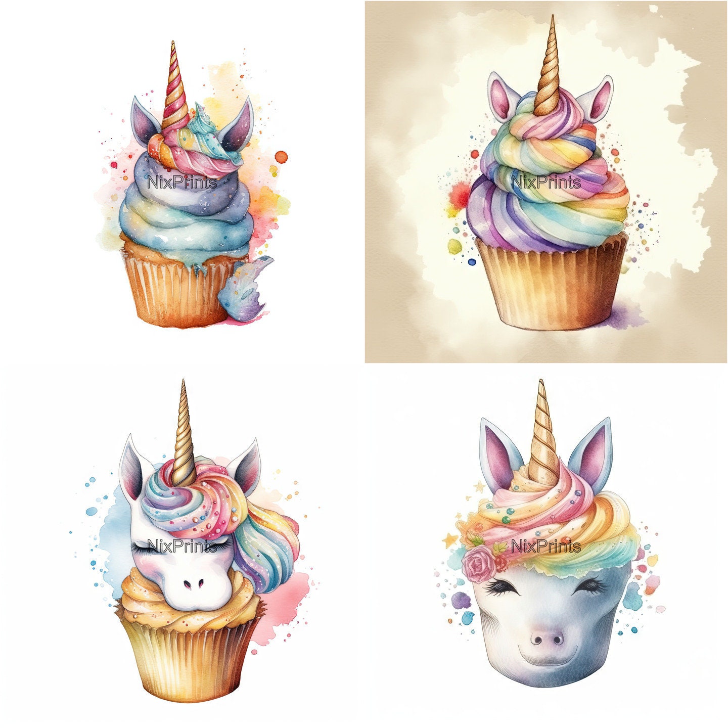 Cupcake Clipart Cupcake With Unicorn Horn Ears Candy - Etsy