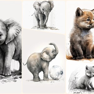 Watercolor Animal Clipart Bundle Safari , Safari Bundle, JPG High ...