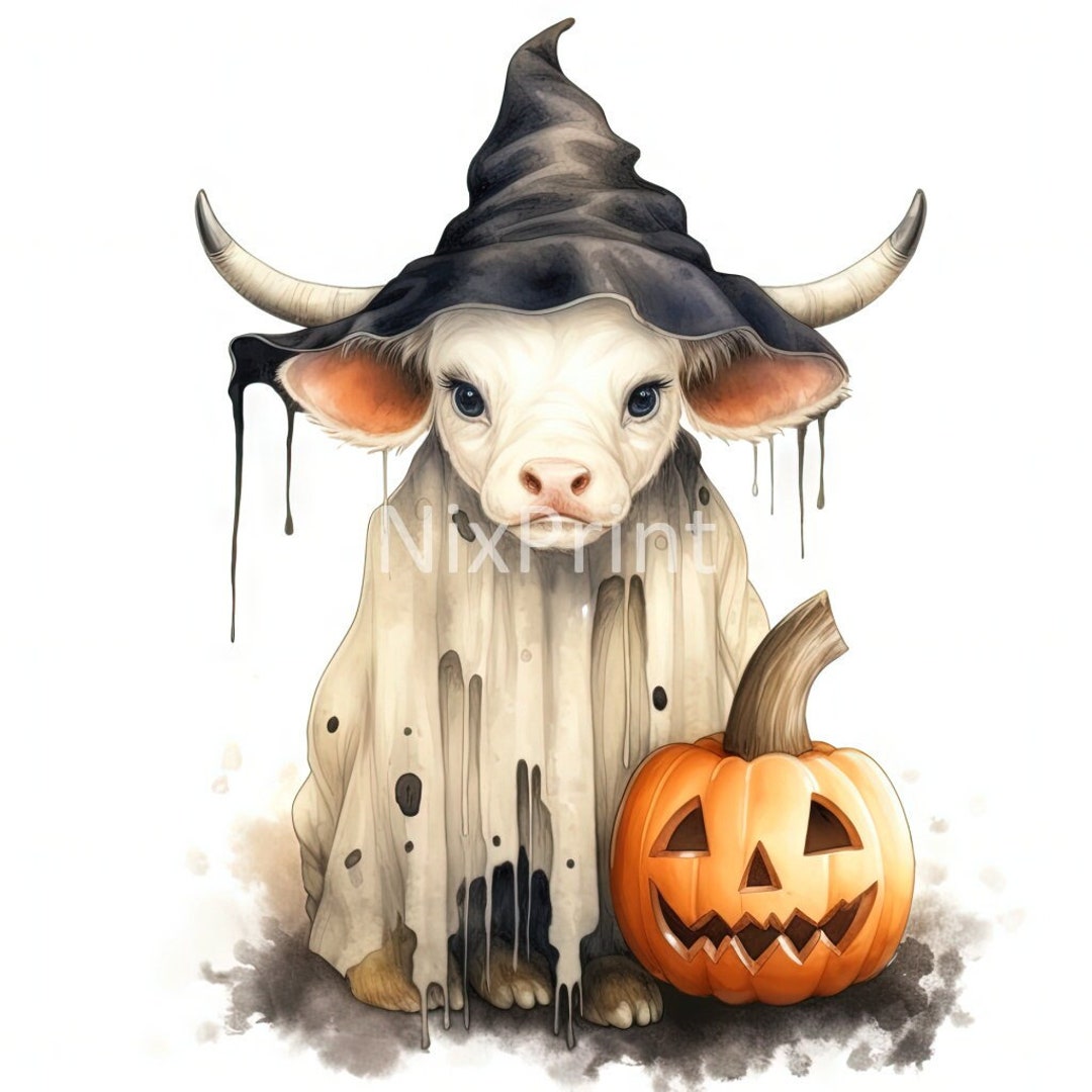 Cow Clipart, Halloween Clipart, Spooky Halloween Costume, Ghost, Witch ...