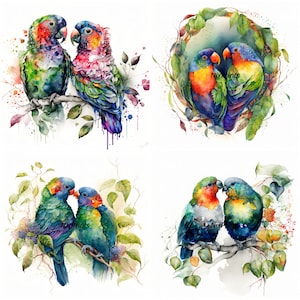 Colorful Watercolor Parrot Clipart and Wall Art | Instant Download for ...