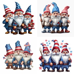 Adorable Patriot Gnome Trio Clipart, Independence Day Themed, Digital ...