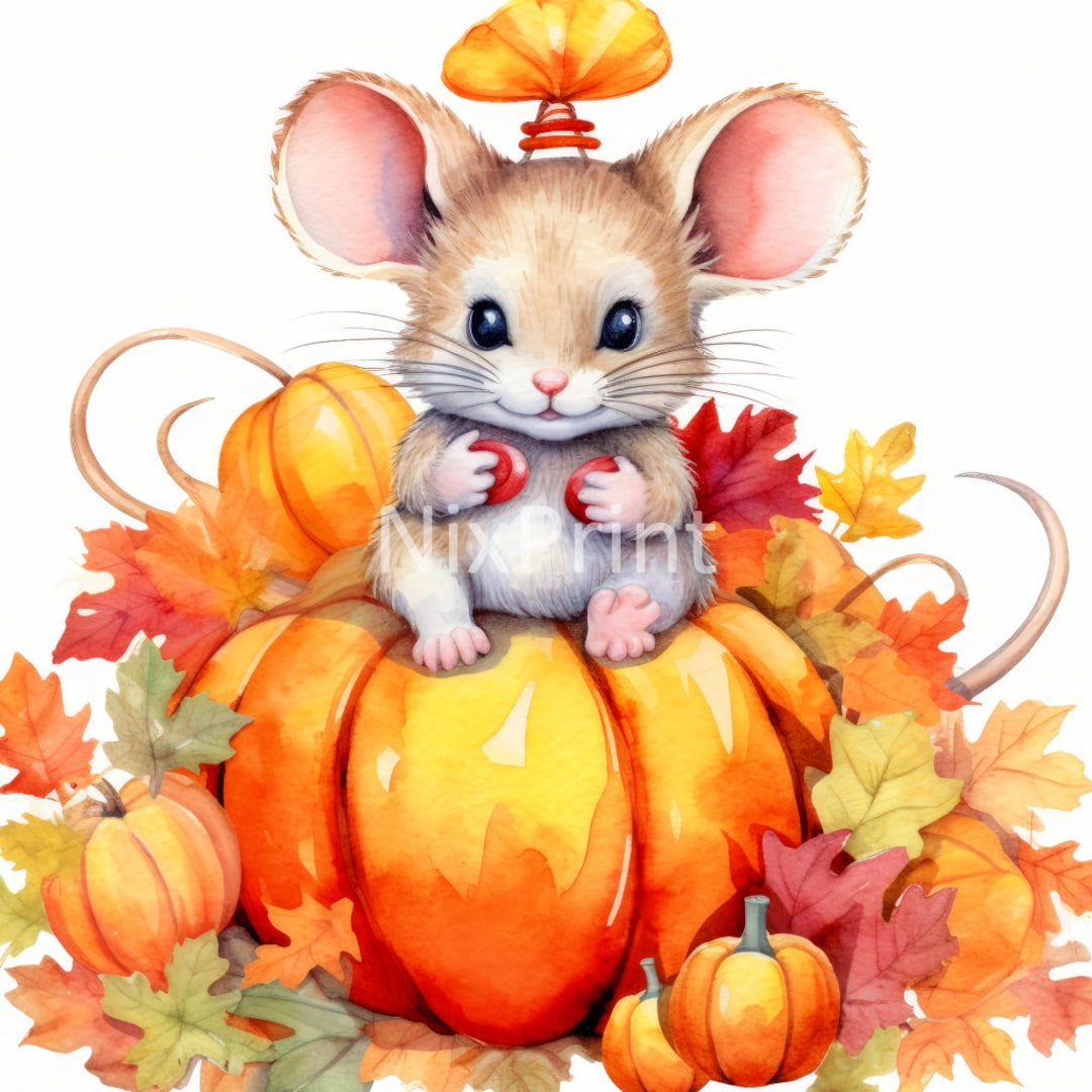 Mouse Pumpkin Patch Clipart, Digital Sticker for Cooler, Designs for ...