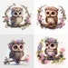 Whimsical and Nordic Pastel Color Owl With Flowers Clipart Set With ...