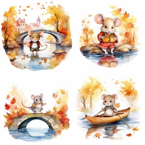 Mouse Autumn River Crossing Clipart, Art for Classroom, Jpg Clipart ...