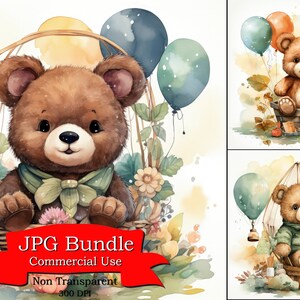 Baby Bear Clipart Sitting in Hot Air Balloon Clipart Picture - Etsy