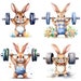 Rabbit Clipart, Gym Clipart, in a Gym Outfit, Lifting Weights, at a Gym ...