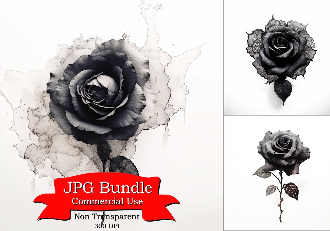 Black Lace Rose Clipart, Hyper-detailed Design, File for Laser Cutting ...