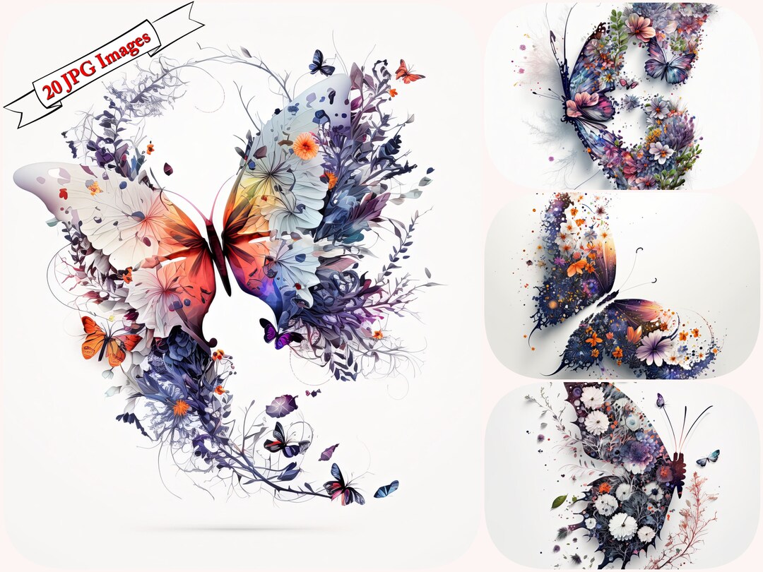 Magical and Whimsical Spring Butterfly Clipart for Commercial Use ...
