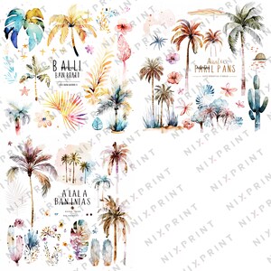 Watercolor Tropical Plants Clipart Set Perfect for Summer and Vacation ...