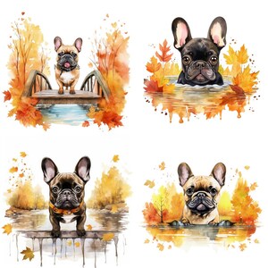 French Bulldog Autumn River Crossing Clipart, Print for Cup, Images for ...