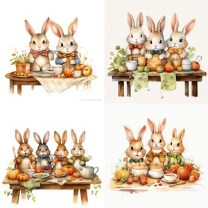 Rabbit Clipart, Thanksgiving Clipart, Family Dinner Scenes Clipart ...