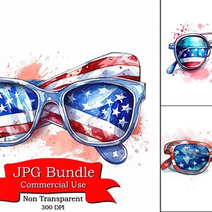 Cool Patriot Sunglasses Digital Clipart, 4th July, Digital Paper ...