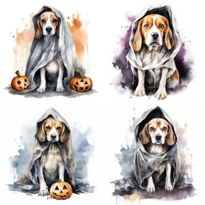 Cute Beagle Dog, Spooky Halloween Costume, Ghost and Witch Themes ...
