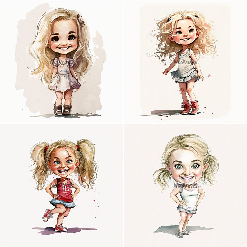 Cute Girl Chibi Smiling Clipart: Adorable Pop Star - Etsy