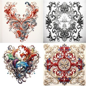 Rococo Cover Ink Clipart, Aged White Paper Clipart, Art for Family ...