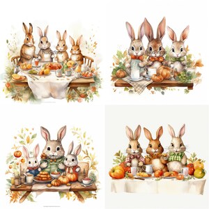Rabbit Clipart, Thanksgiving Clipart, Family Dinner Scenes Clipart ...